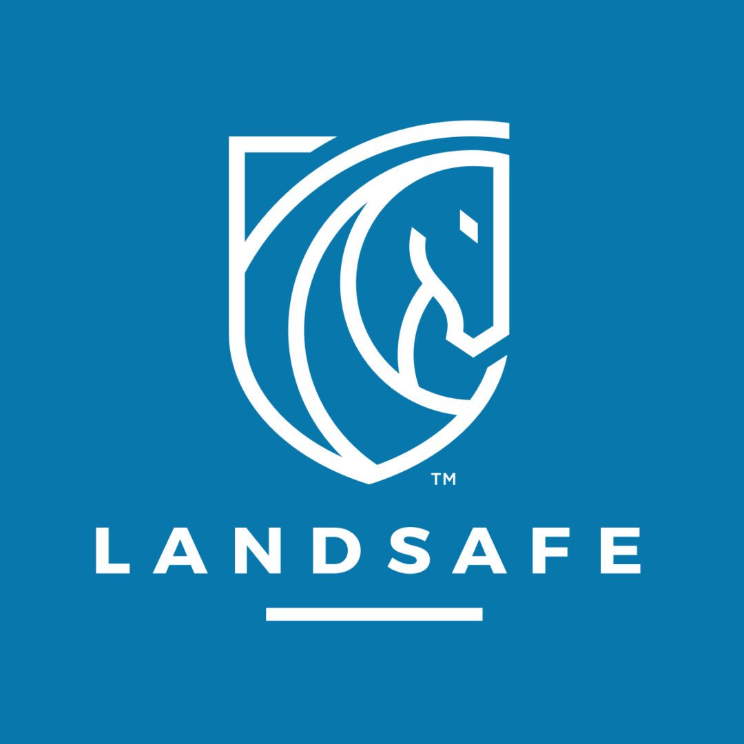Landsafe logo with stylized horse design. - Landsafe
