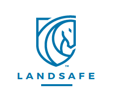 A blue horse head logo with the text 'LANDSAFE'. - Landsafe